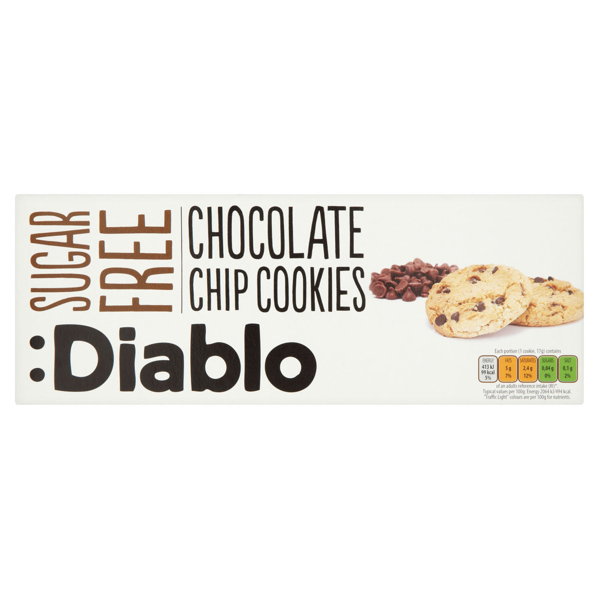 DIABLO SUGAR FREE COOKIES CHOCOLATE CHIP 130GM — first4health