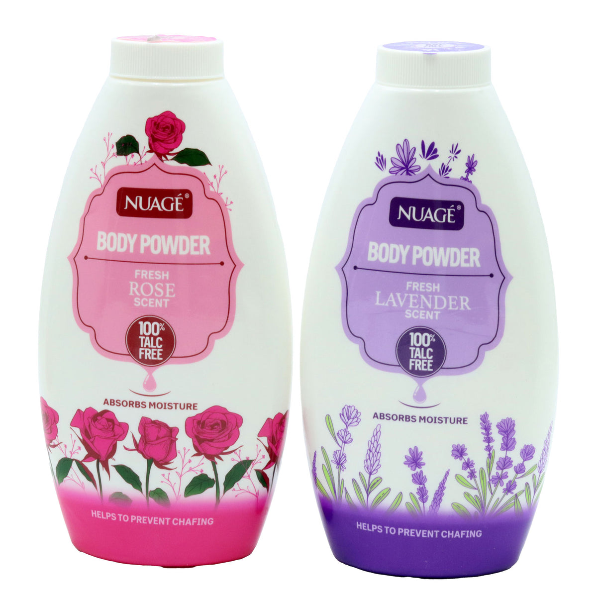 NUAGE BODY POWDER (TALC FREE) LAVENDER+ROSE 250GM EACH — first4health