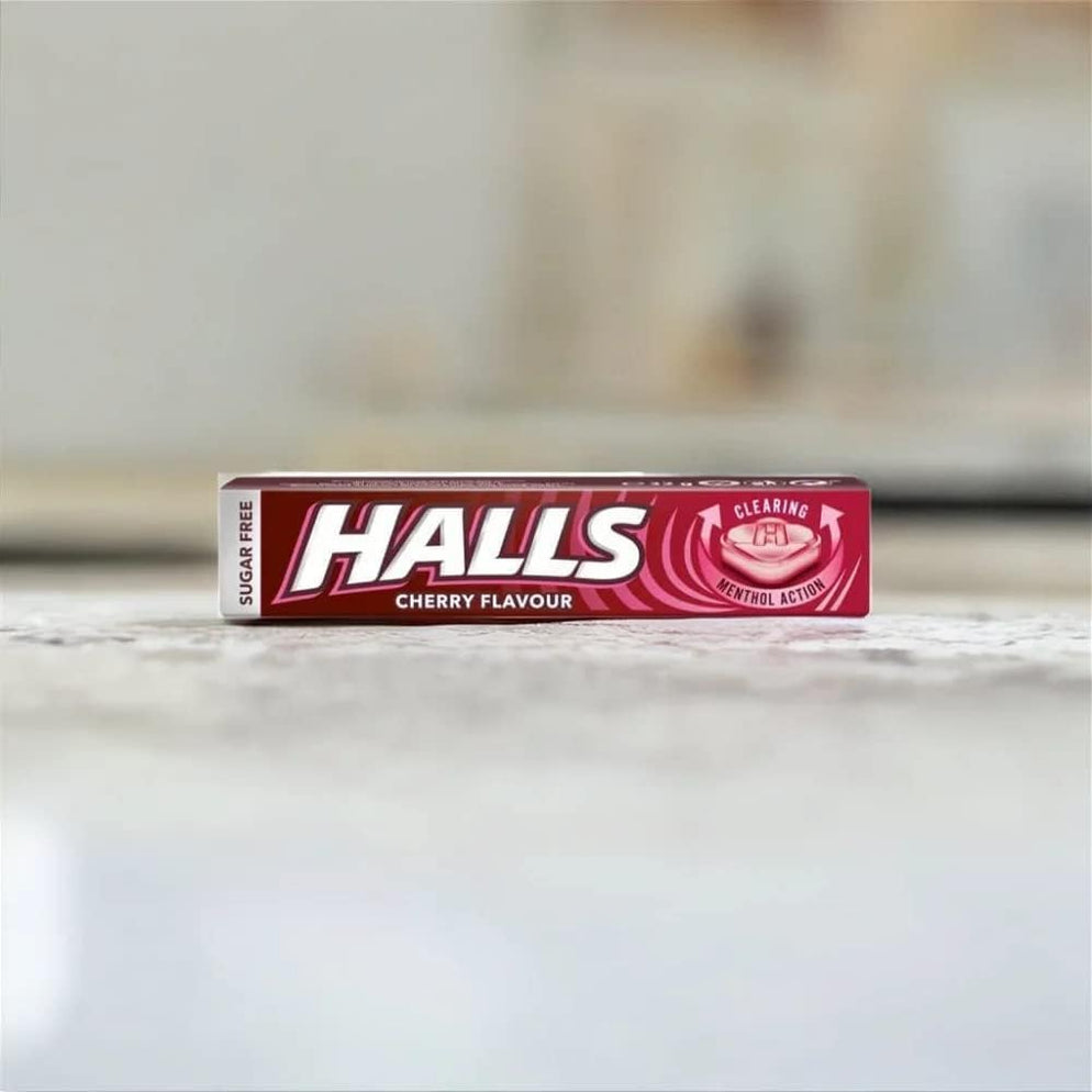 Halls Sugar Free Cherry Flavour with Clearing Menthol Action Sweets 32 ...