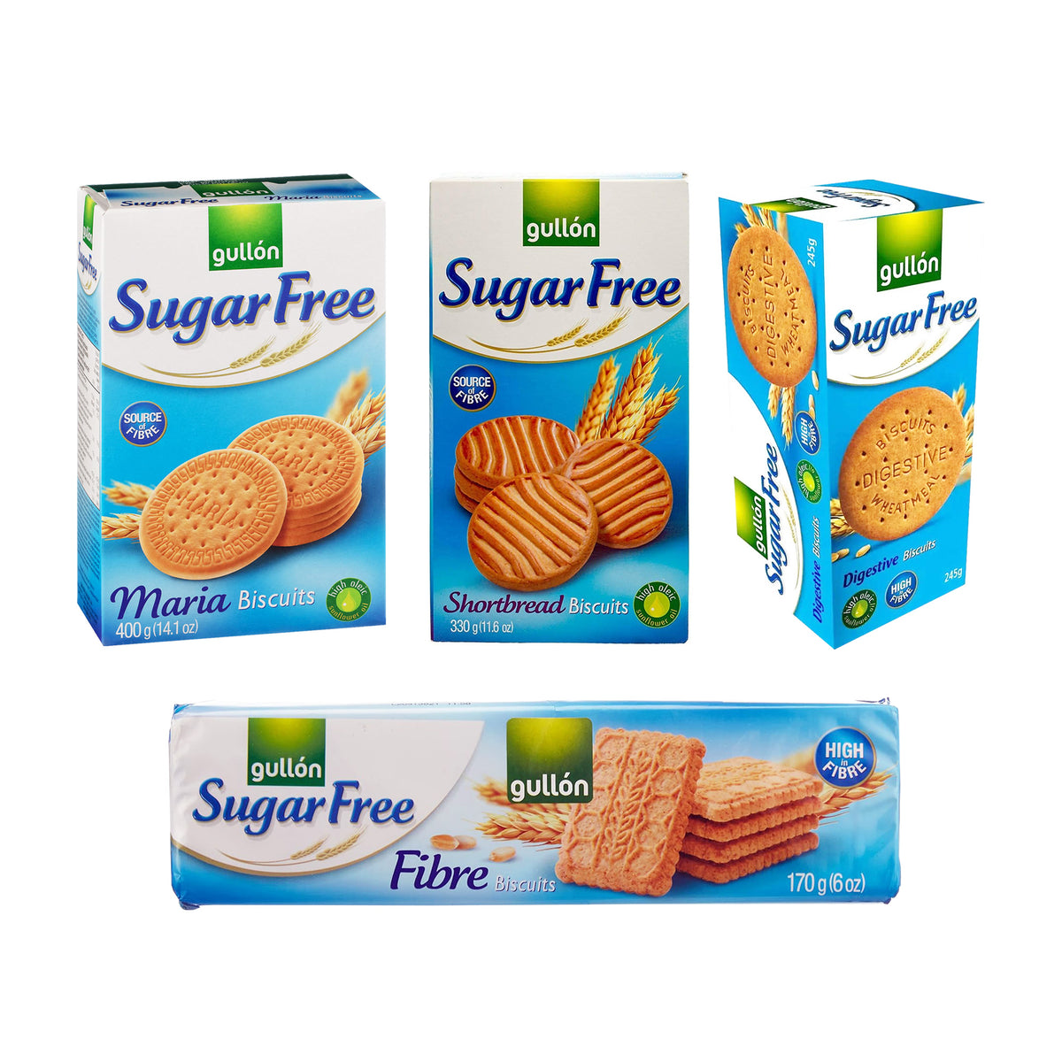 Gullon Sugar Free Biscuits Plain Assortment x 4 Diabetic friendly Type ...