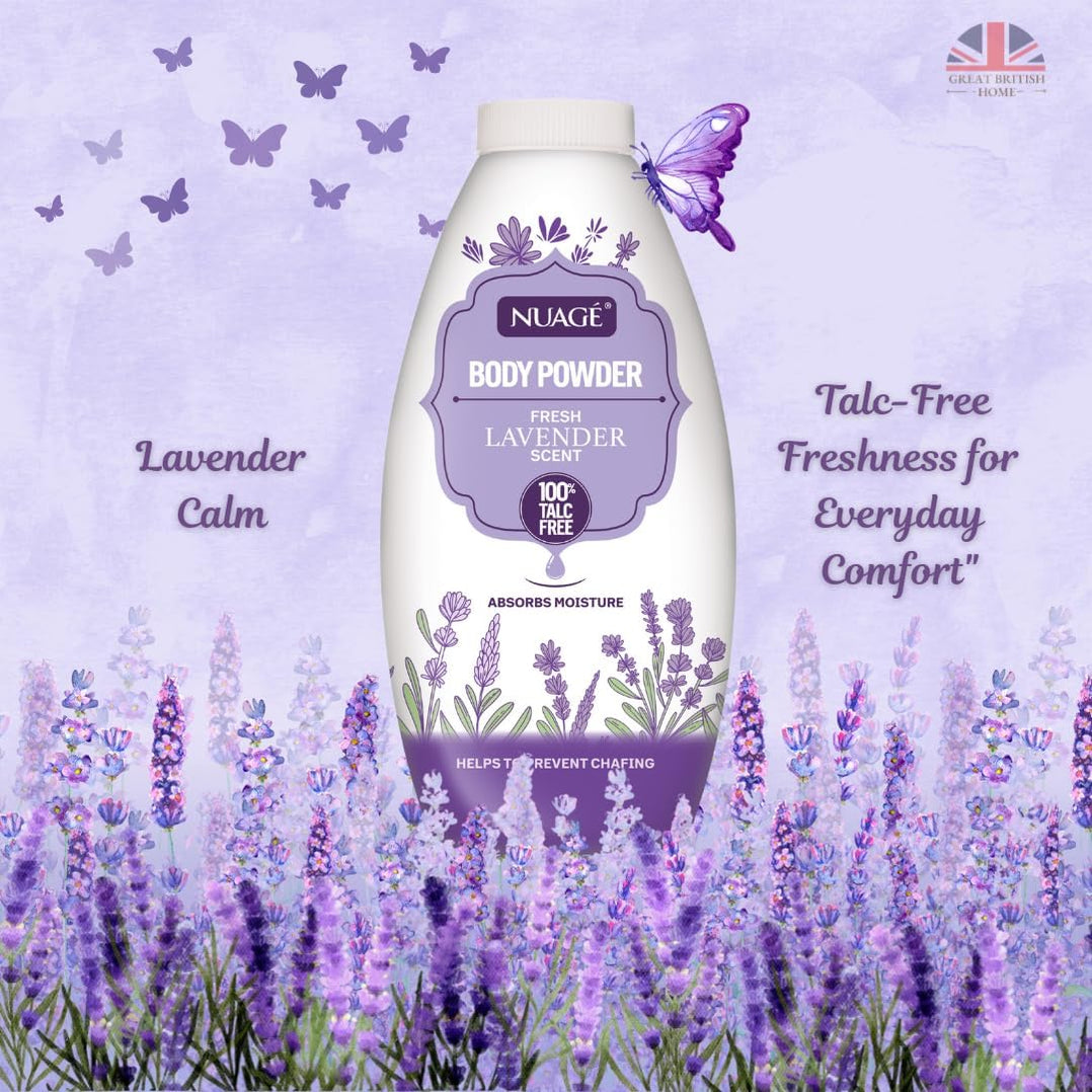 NUAGE BODY POWDER (TALC FREE) LAVENDER+ROSE 250GM EACH — first4health