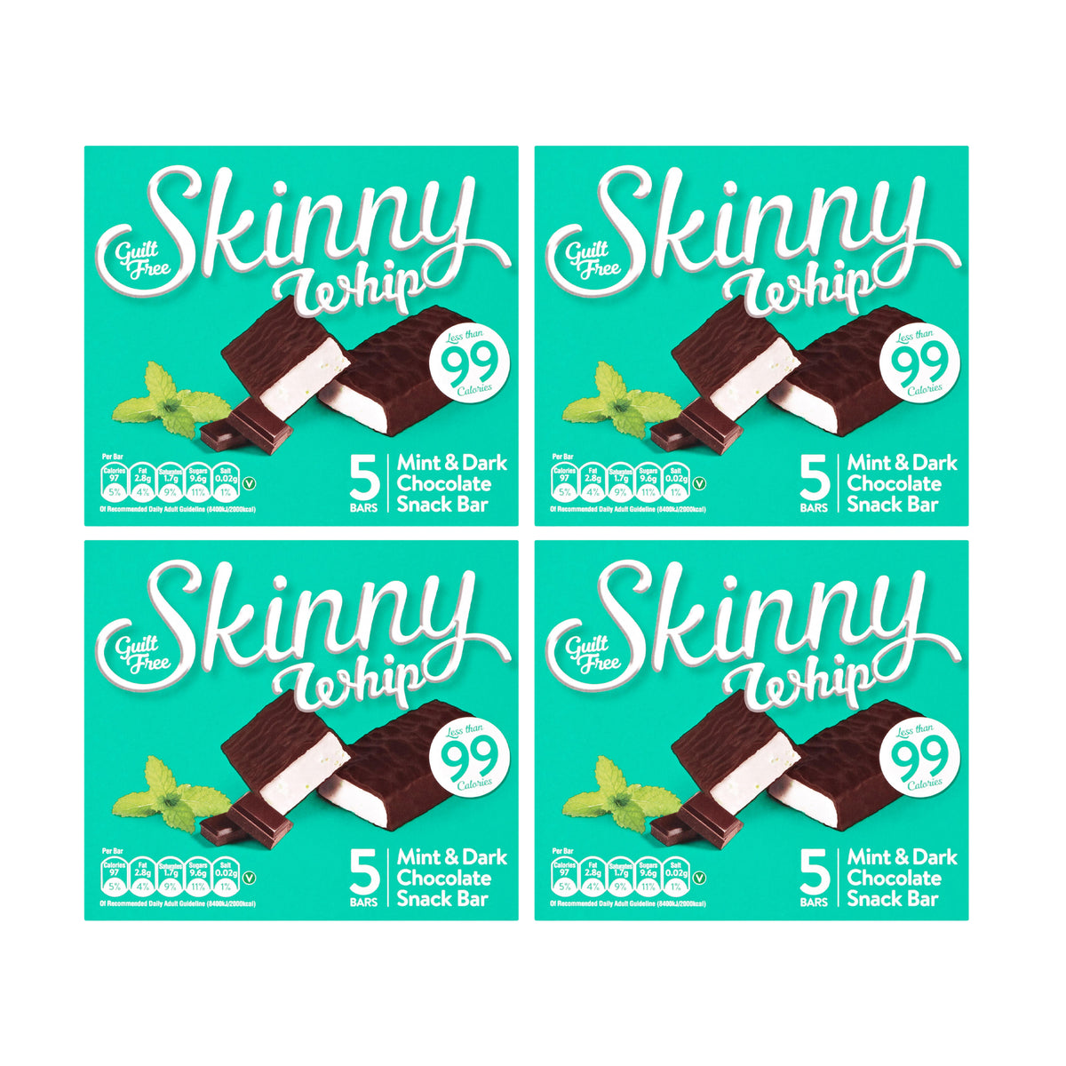 New Skinny Whip Snack bars less than 99 Calories (Mint & Dark Chocolat ...