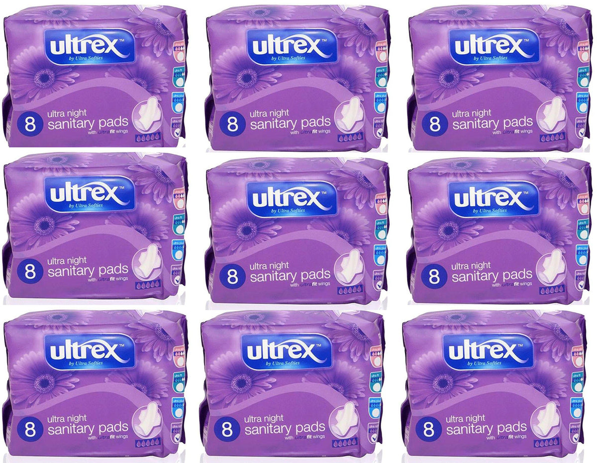 Ultrex Ultra Night + Wings Sanitary Pads - Pack of 96 — first4health
